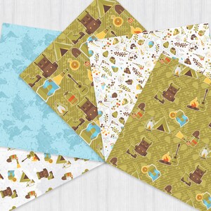 Camping Digital Paper Pack Camp Designer Pad Vacation Background Summer ...