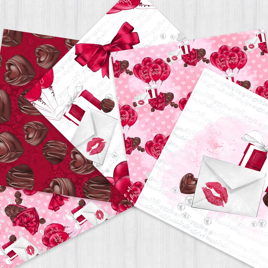 Valentines Paper Pack Love Digital Backgrounds Cute Romantic - Etsy