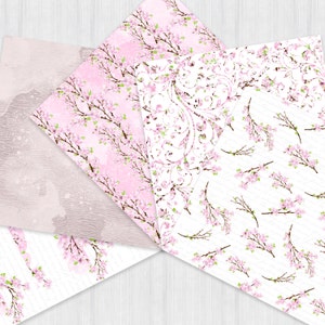 Cherry Blossom Paper Pack Watercolor Floral Digital Backgrounds Sakura ...