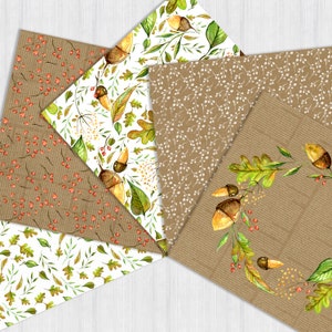 Forest Digital Paper Pack Instant Download Green Red Beige Yellow Brown ...