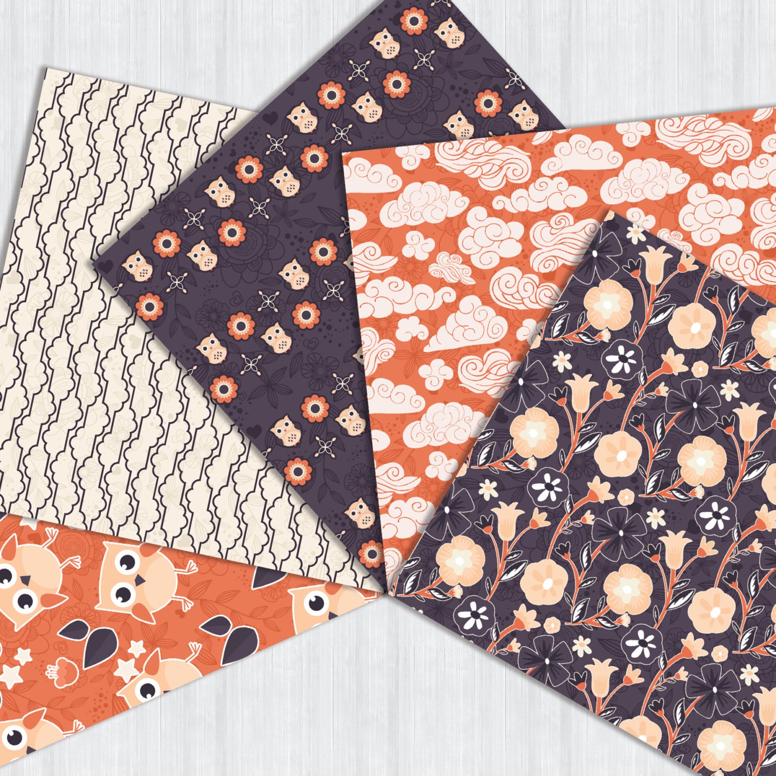 Cute Baby Owl Digital Paper Pack Seamless Patterns Instant - Etsy