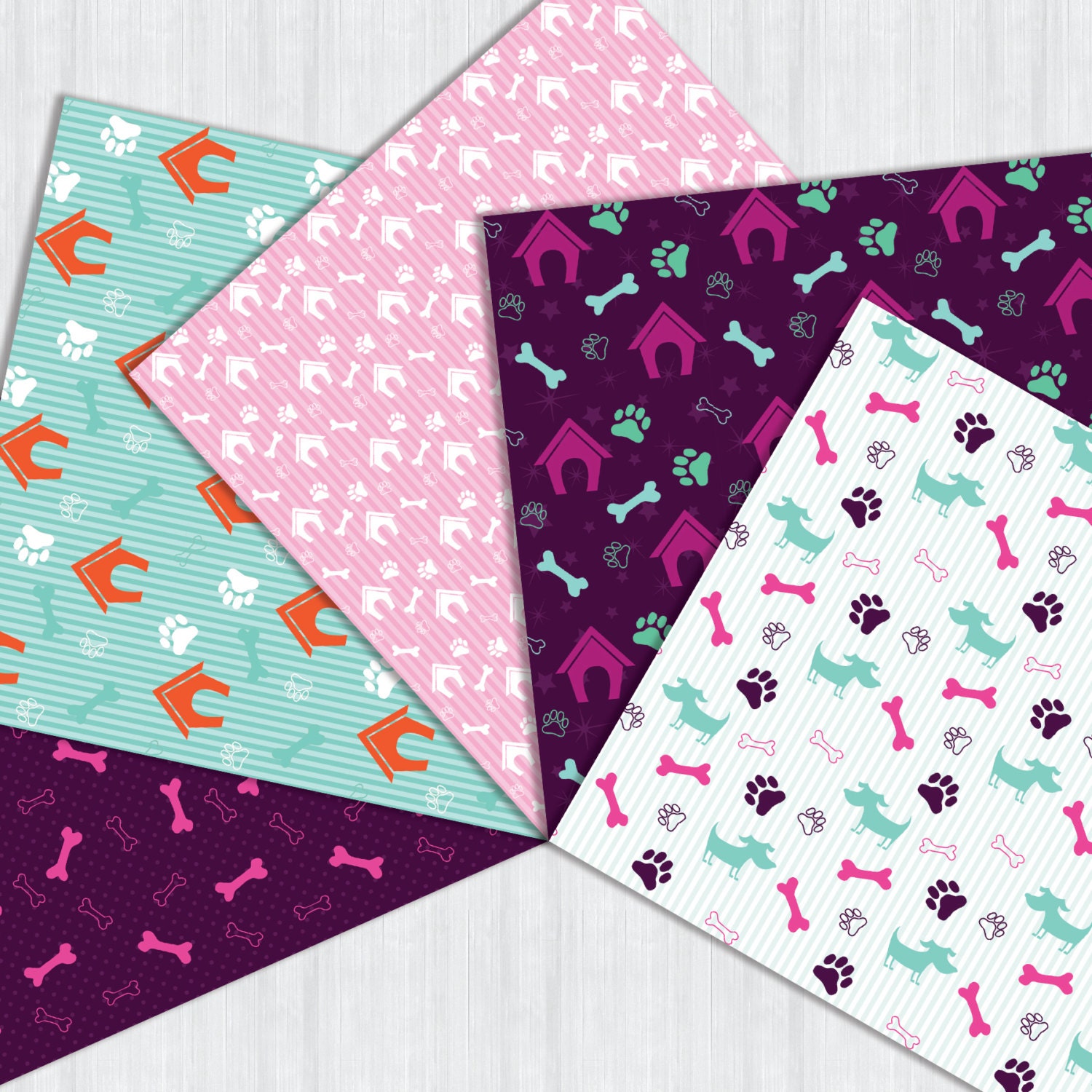 Cute Puppies Digital Paper Pack Instant Download Seamless - Etsy