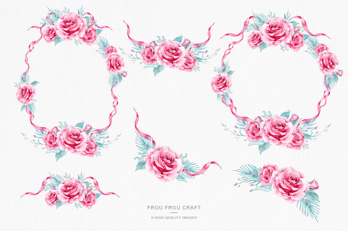 Watercolor Roses Clipart Valentine Flowers Handpainted Floral - Etsy