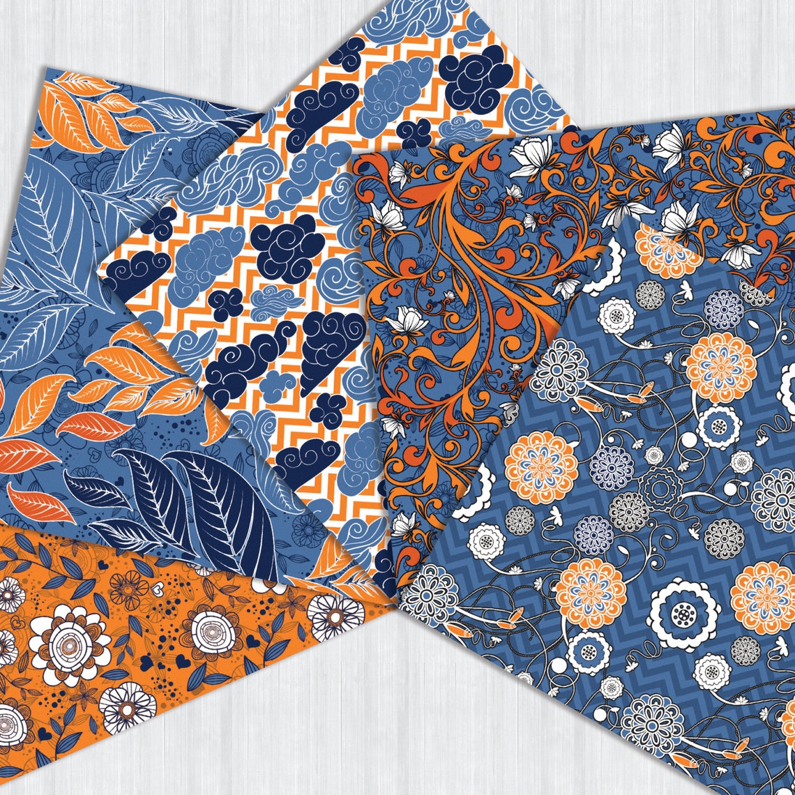 Blue Orange Digital Paper Pack Instant Download Bright Colors - Etsy