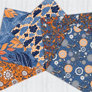 Blue Orange Digital Paper Pack Instant Download Bright Colors Summer ...