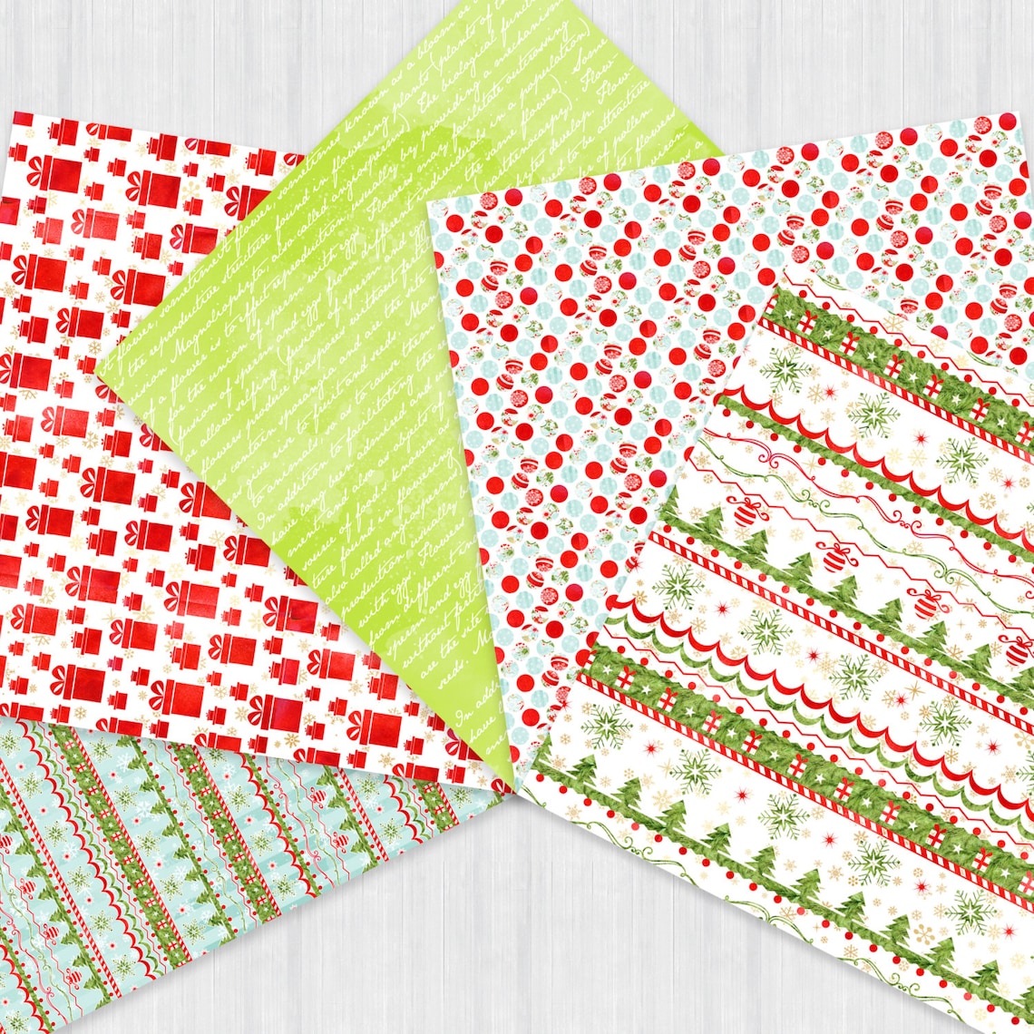 Christmas Scrapbook Papers Xmas Paper Pack Pastel Christmas | Etsy