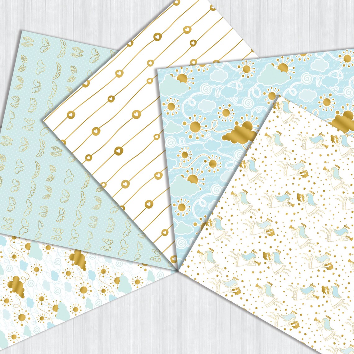 Nursery Digital Paper Pack Baby Boy Background Baby Scrapbook - Etsy