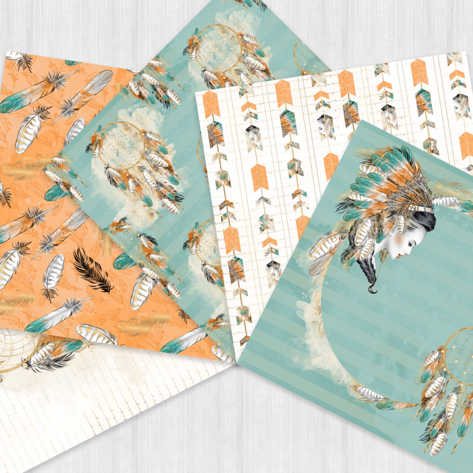 Tribal Paper Pack Native American Digital Backgrounds - Etsy UK