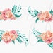 Handpainted Floral Clipart, Peach and Mint Wedding Paper, Pink Coral ...