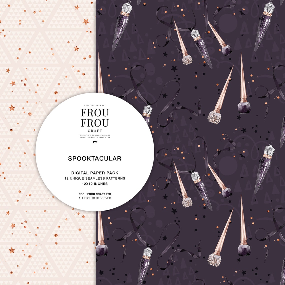 Halloween Paper Pack Glitter Digital Seamless Patterns Fall | Etsy