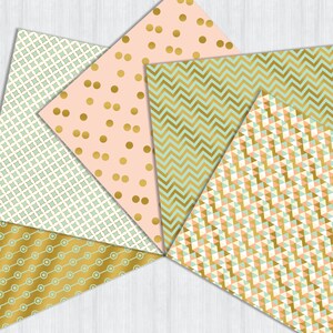 Geometric Gold Foil Paper Chevron Geometric Digital Paper Circles ...