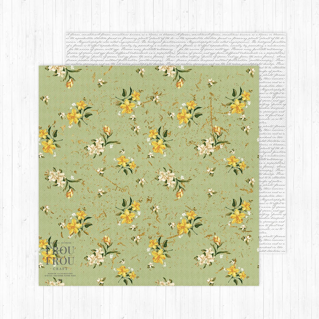 Fall Paper Pack Pear Paper Pad Yellow Floral Digital - Etsy
