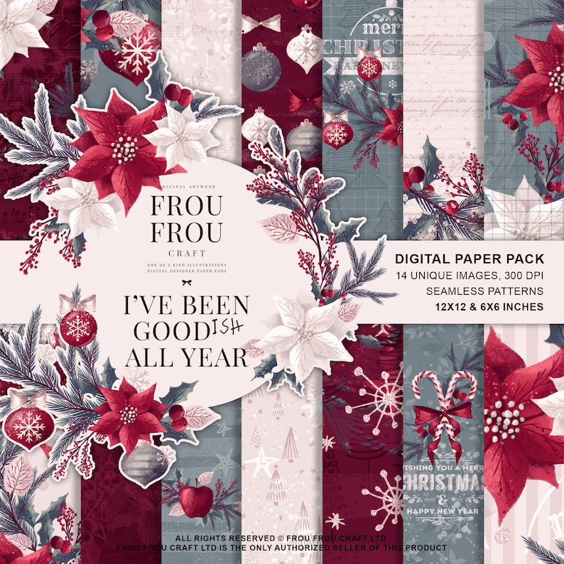 Christmas Paper Pack Winter Digital Paper Pack New Year - Etsy