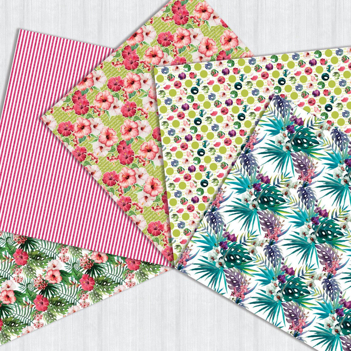 Summer Tropical Digital Paper Instant Download Floral - Etsy