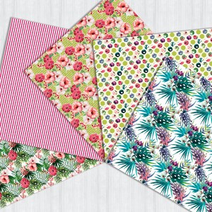 Summer Tropical Digital Paper, Instant Download, Floral Digital Paper ...