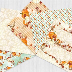 Autumn Paper Pack Fall Background Pumpkin Scrapbook Watercolor ...