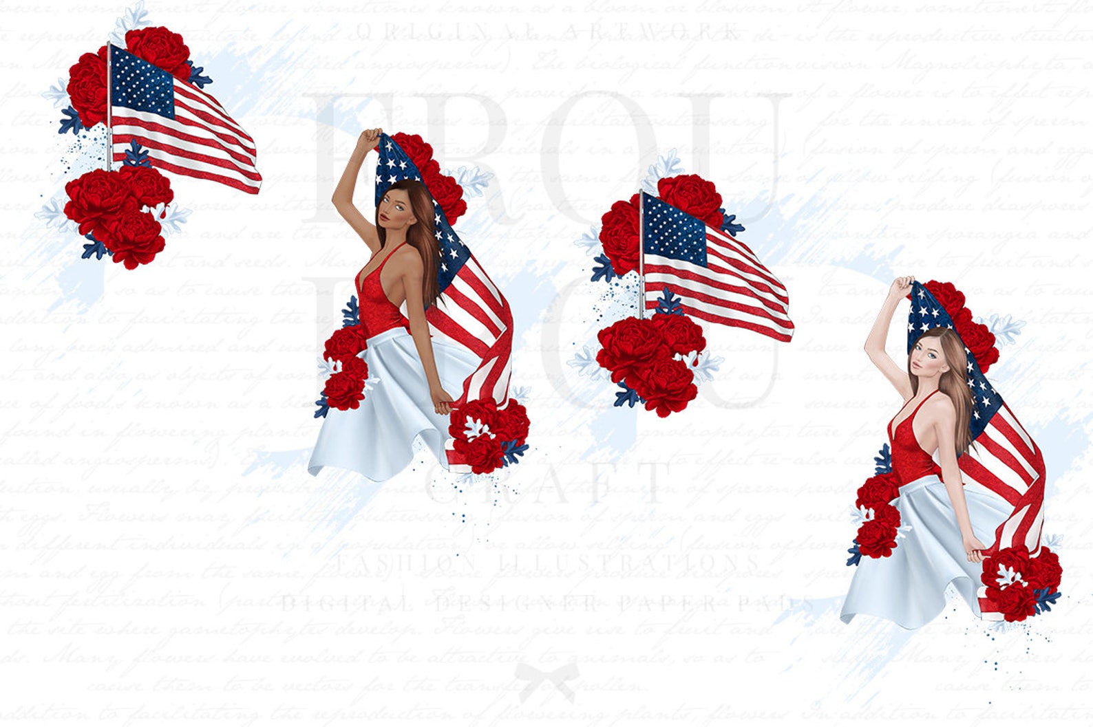 4th of July Clipart Independence Day Clip Art American Girl - Etsy