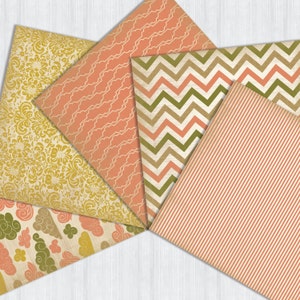 Vintage Garden Digital Paper Pack Instant Download Green Yellow Red ...