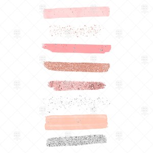 Mermaid Glitter Brush Strokes, Pink Peach Rose Gold Color Palette Clip ...