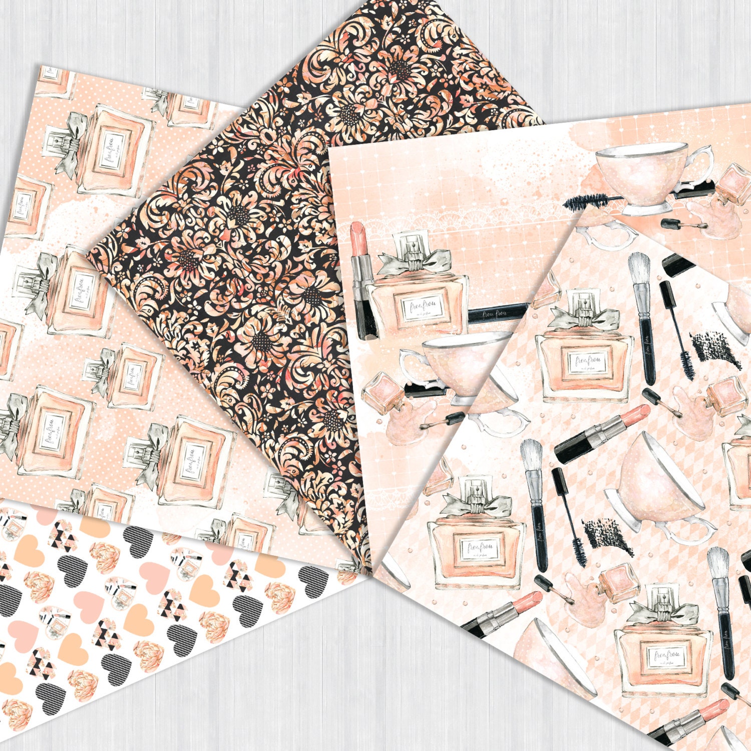 Makeup Digital Paper Pack Seamless Patterns Cosmetic Beauty | Etsy