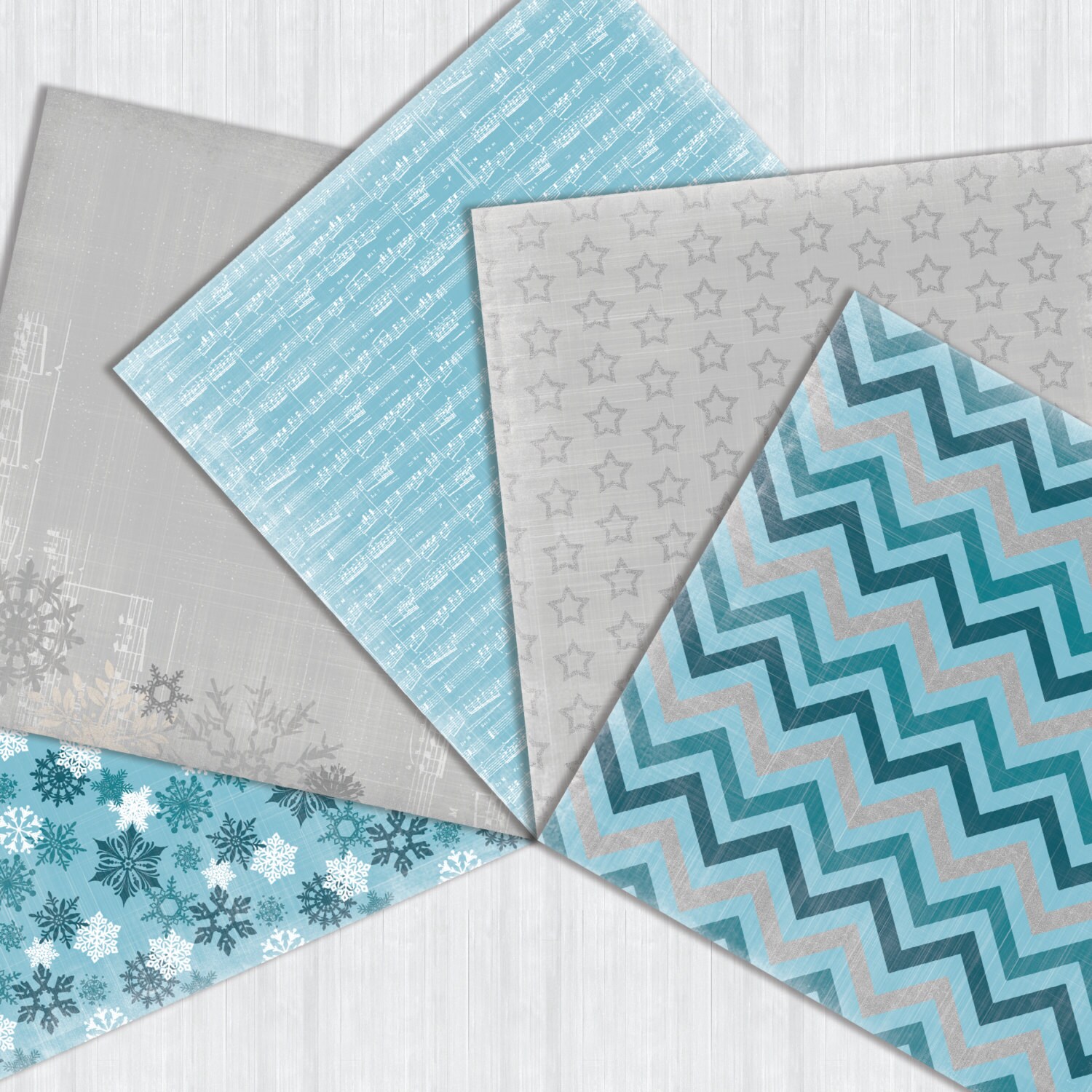 Blue Christmas Digital Paper Pack Instant Download Grey Beige - Etsy