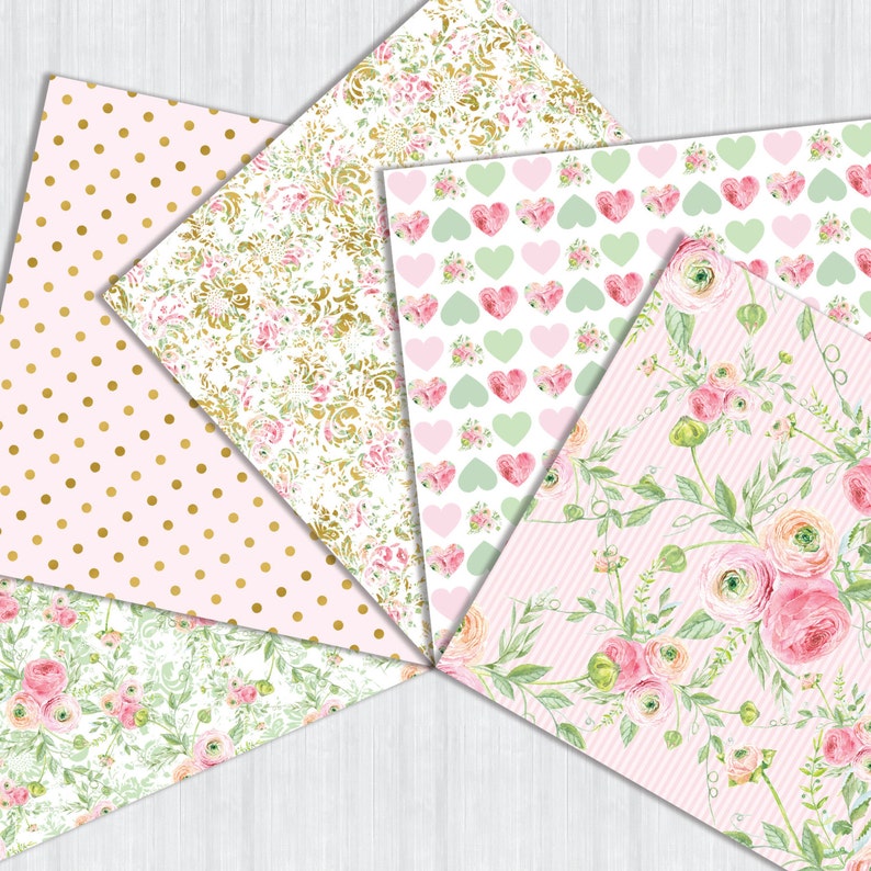 Pink Spring Ranunculus Watercolors Flower Digital Paper Pack Instant ...