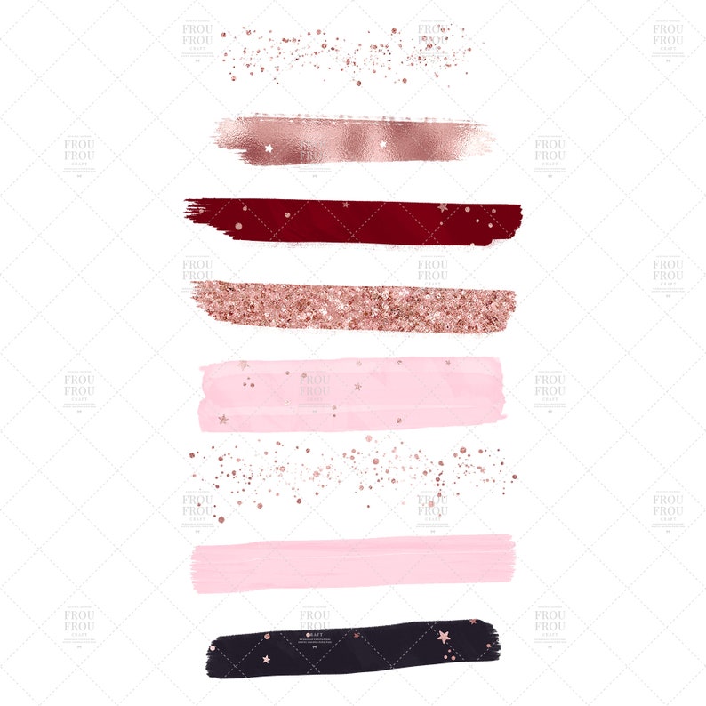Pink Fairytale Brush Strokes Rose Gold Glitter Clip Art - Etsy