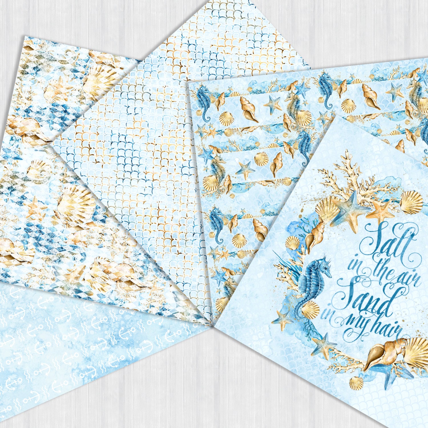 Sea Digital Paper Pack Watercolor Nautical Seamless - Etsy Australia
