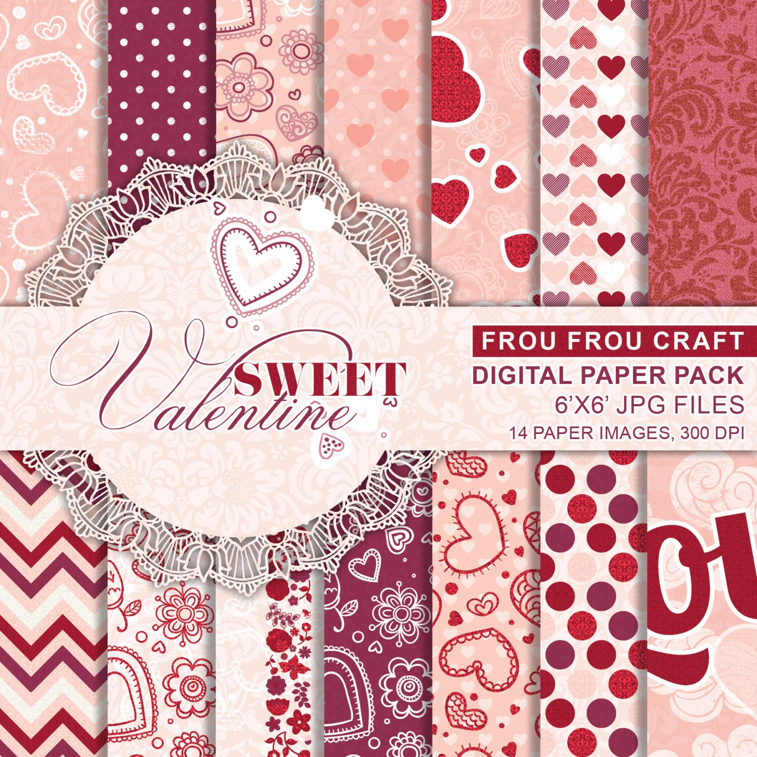 Hearts Valentine Love Digital Paper Love Valentine Printable - Etsy