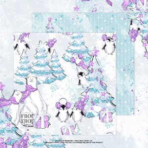 Cute Winter Paper Pack, Teddy Bear Penguin Planner Supplies, Pastel ...