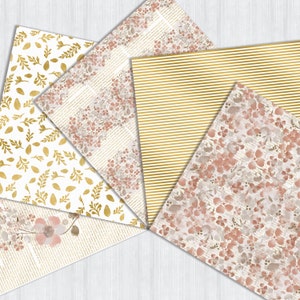 Marsala Watercolor Flowers Digital Paper Pack Instant Download Gold ...