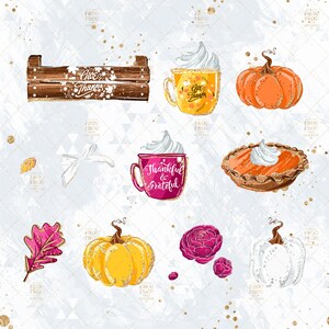 Thanksgiving Clip Art, Pumpkin Spice Clipart, Fall Planner Stickers ...