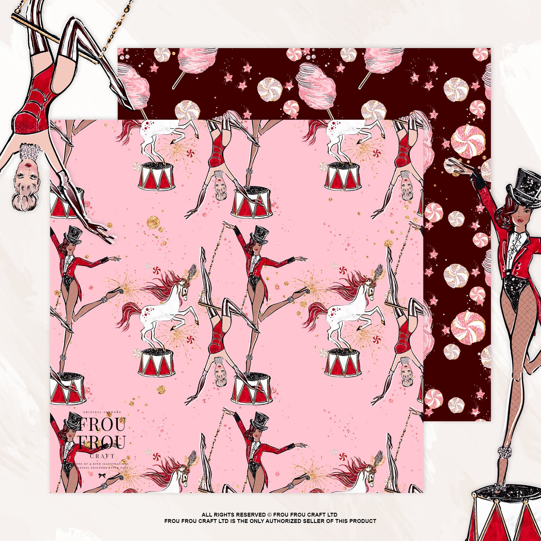 Circus Paper Pack Carnival Digital Paper Pack Halloween - Etsy