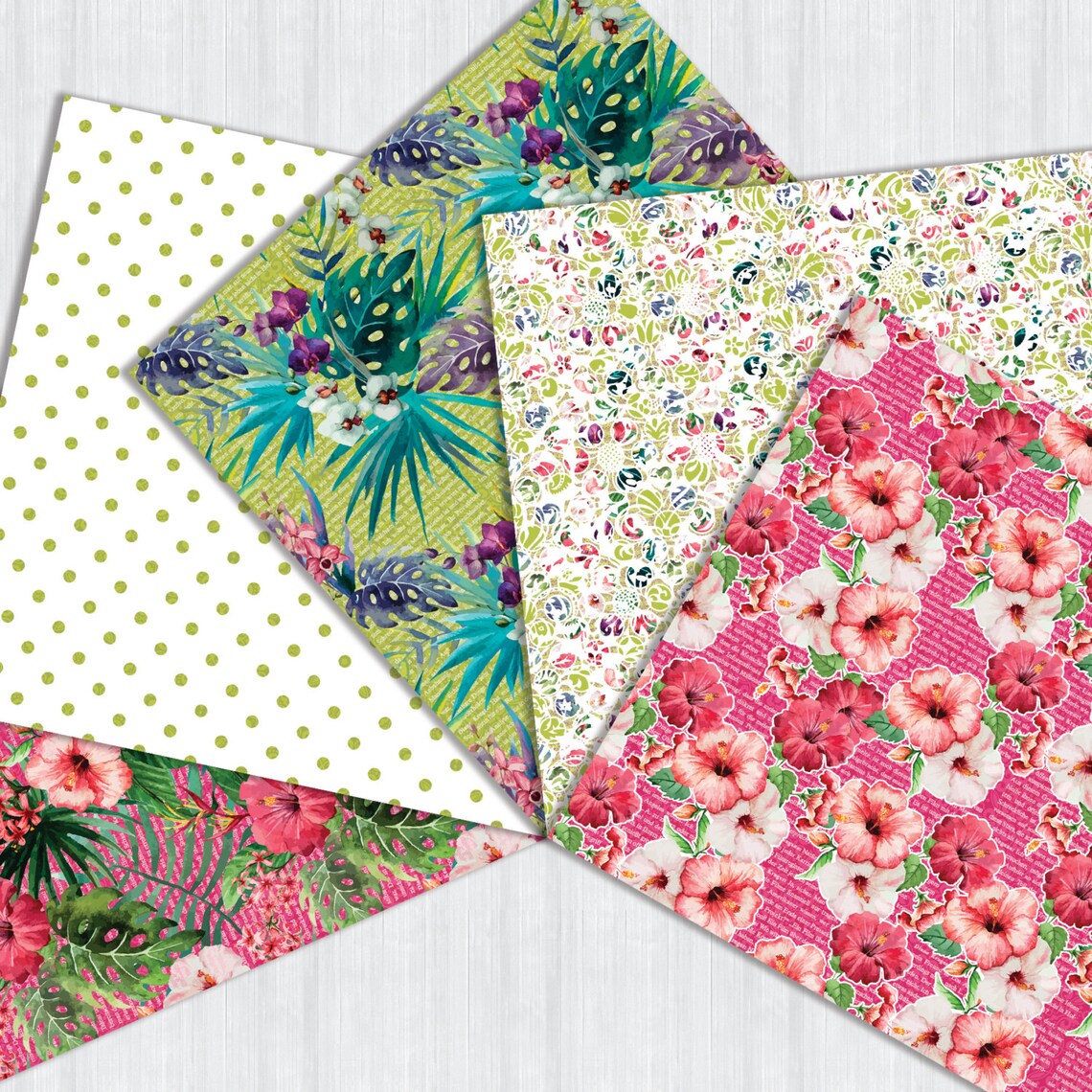 Summer Tropical Digital Paper Instant Download Floral - Etsy