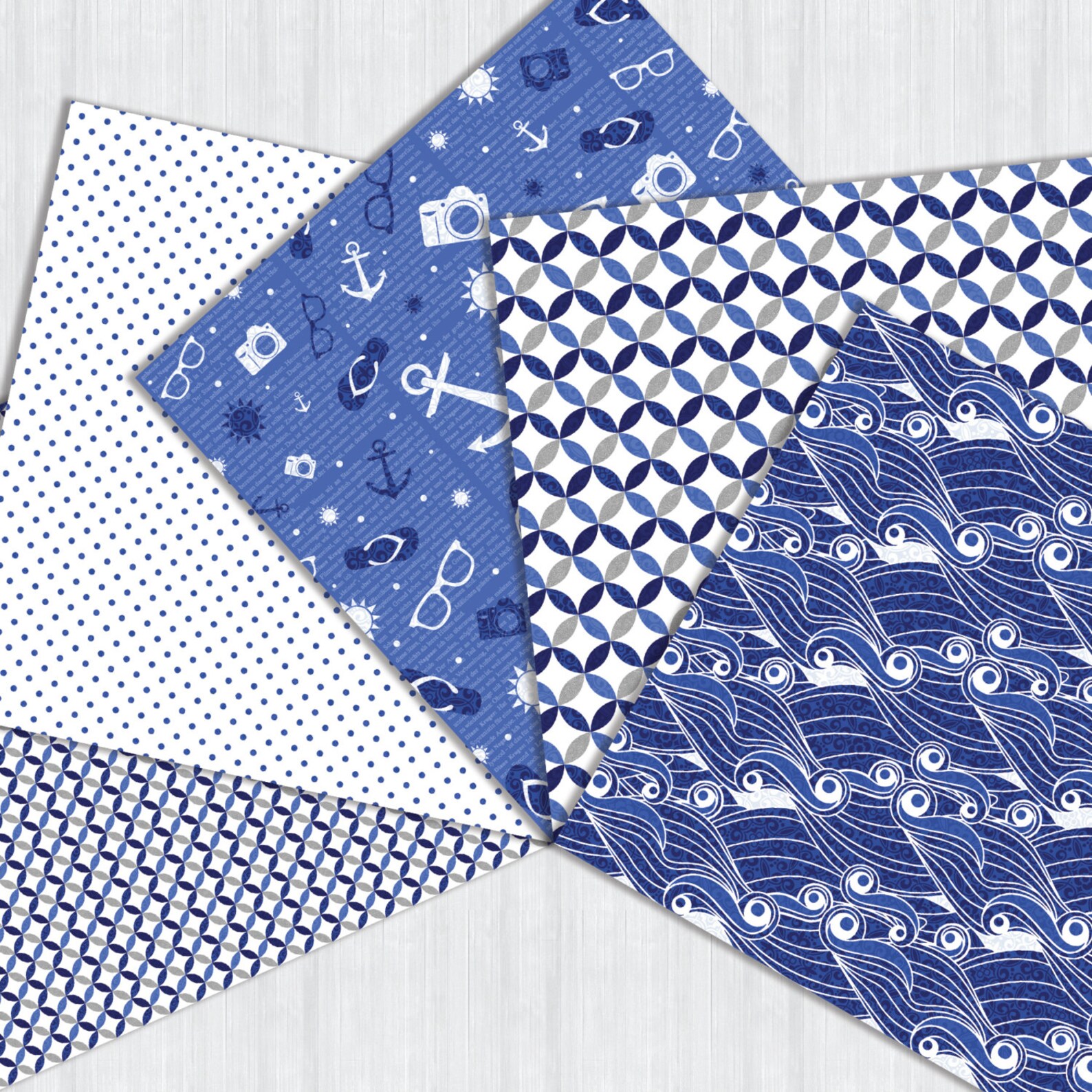Blue Summer Digital Paper Pack Instant Download Sea Holiday | Etsy