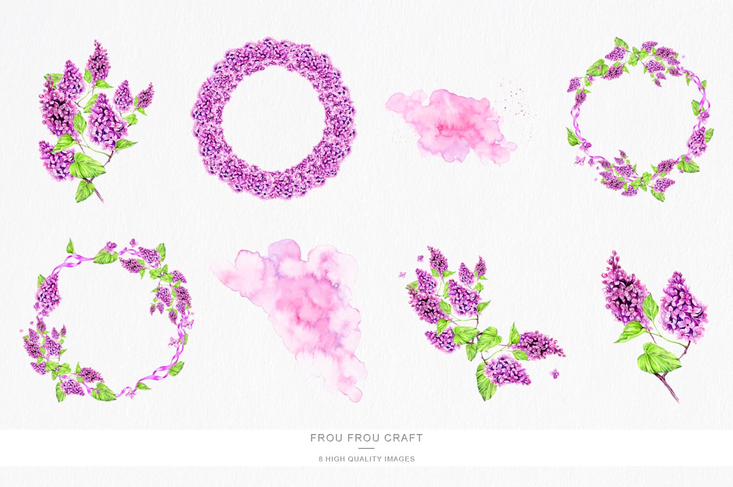 Lilac Floral Clipart Violet Flowers Watercolor Purple - Etsy