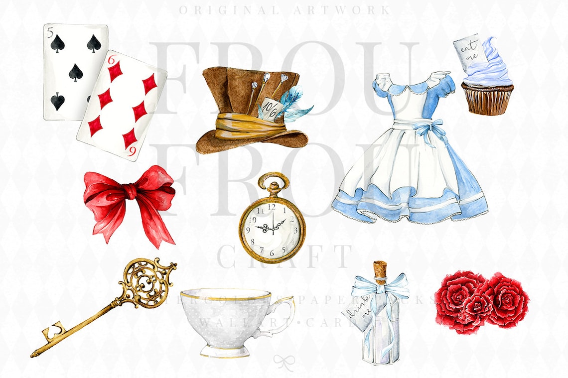 Alice in Wonderland Clipart Alice Clip Art Watercolor Alice - Etsy