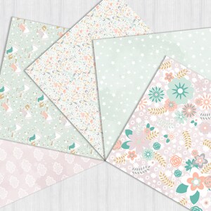 Cute Baby Digital Paper Pack, Coral Blue Nursery Digital Pack, Pastel ...