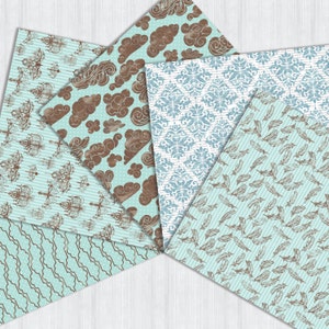 Aqua Blue Digital Paper Pack Instant Download Watercolor Texture White ...