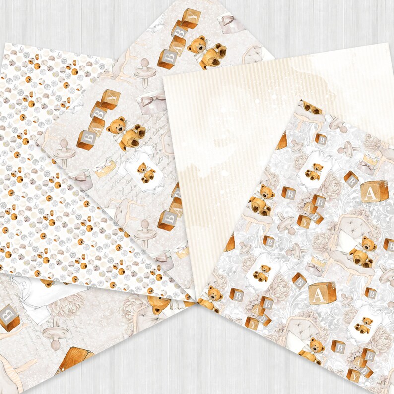 Baby Paper Pack Neutral Baby Nursery Beige Digital Background Baby ...