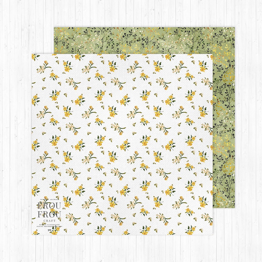 Fall Paper Pack Pear Paper Pad Yellow Floral Digital - Etsy