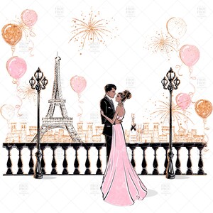 Valentine Clipart Fashion Scene Anniversary Engagement Wedding Gold ...
