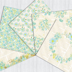 Mint and Gold Watercolor Digital Paper Pack Instant Download Flowers ...