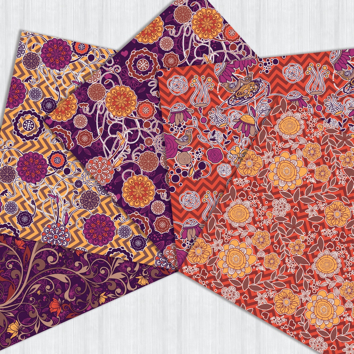 Pink Purple Orange Digital Paper Pack Instant Download Bright - Etsy