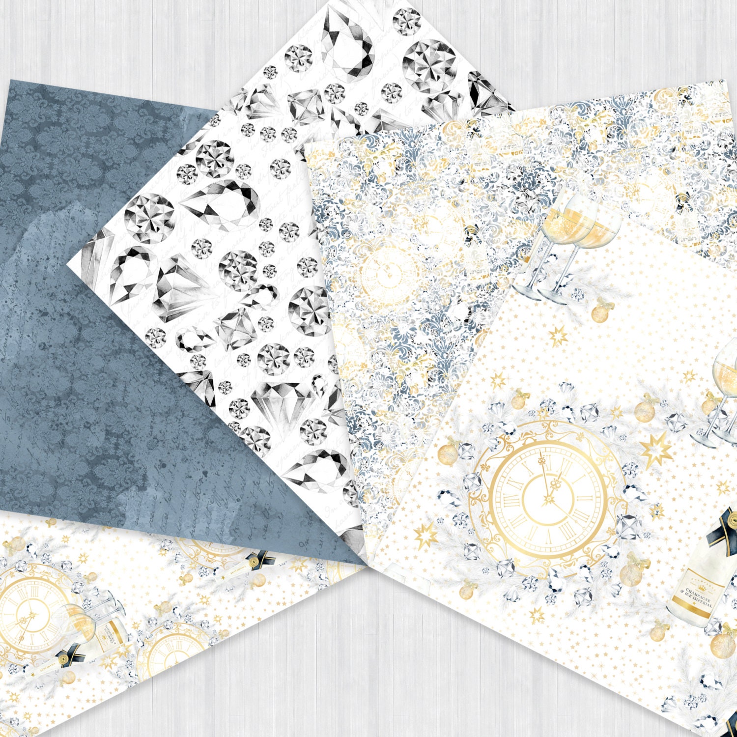 Party Paper Pack New Year Scrapbook Papers Watercolor Winter - Etsy