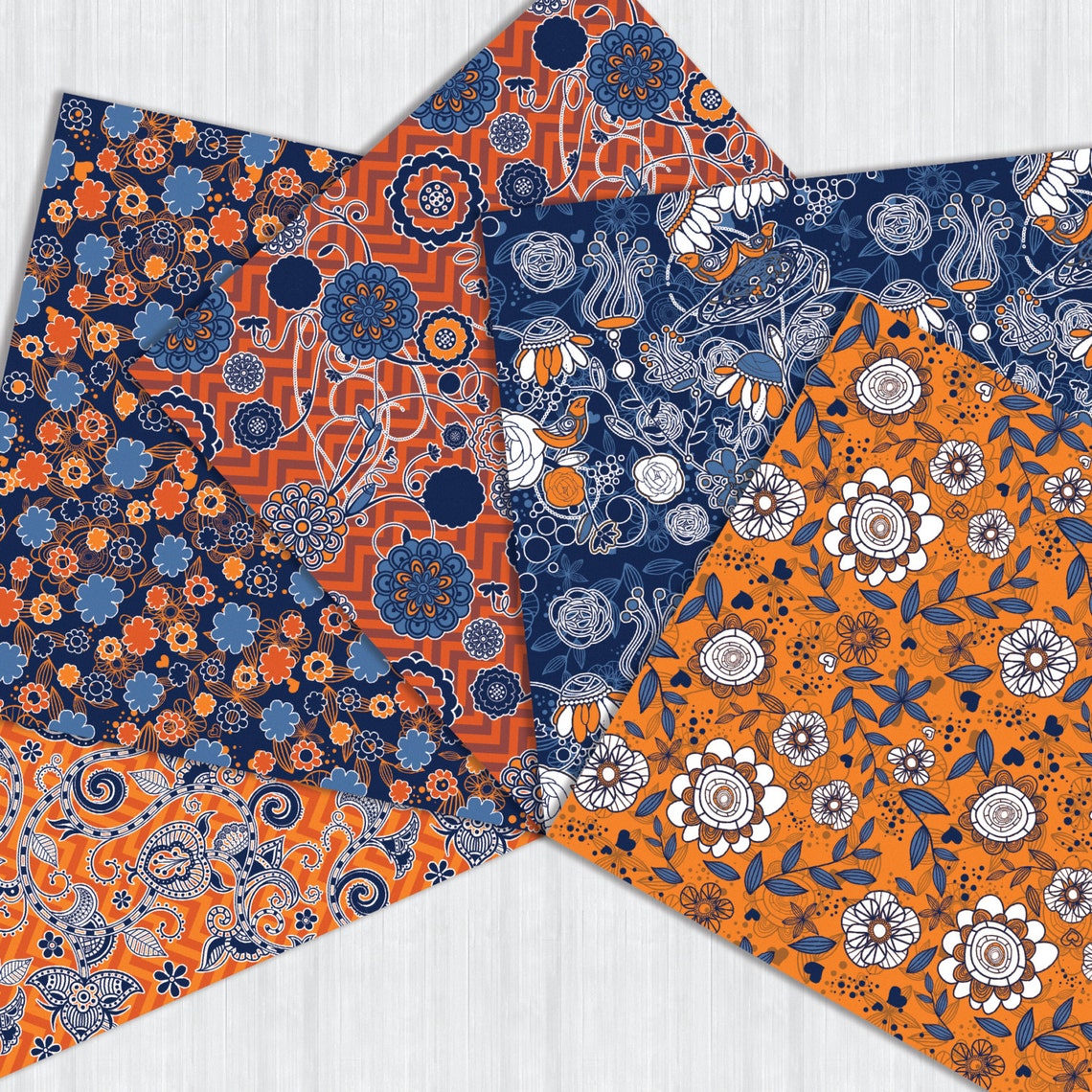 Blue Orange Digital Paper Pack Instant Download Bright Colors - Etsy