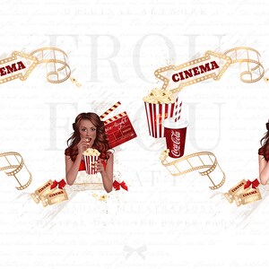 Movie Clip Art, Movie Night Clipart, Theater Fashion Illustration ...