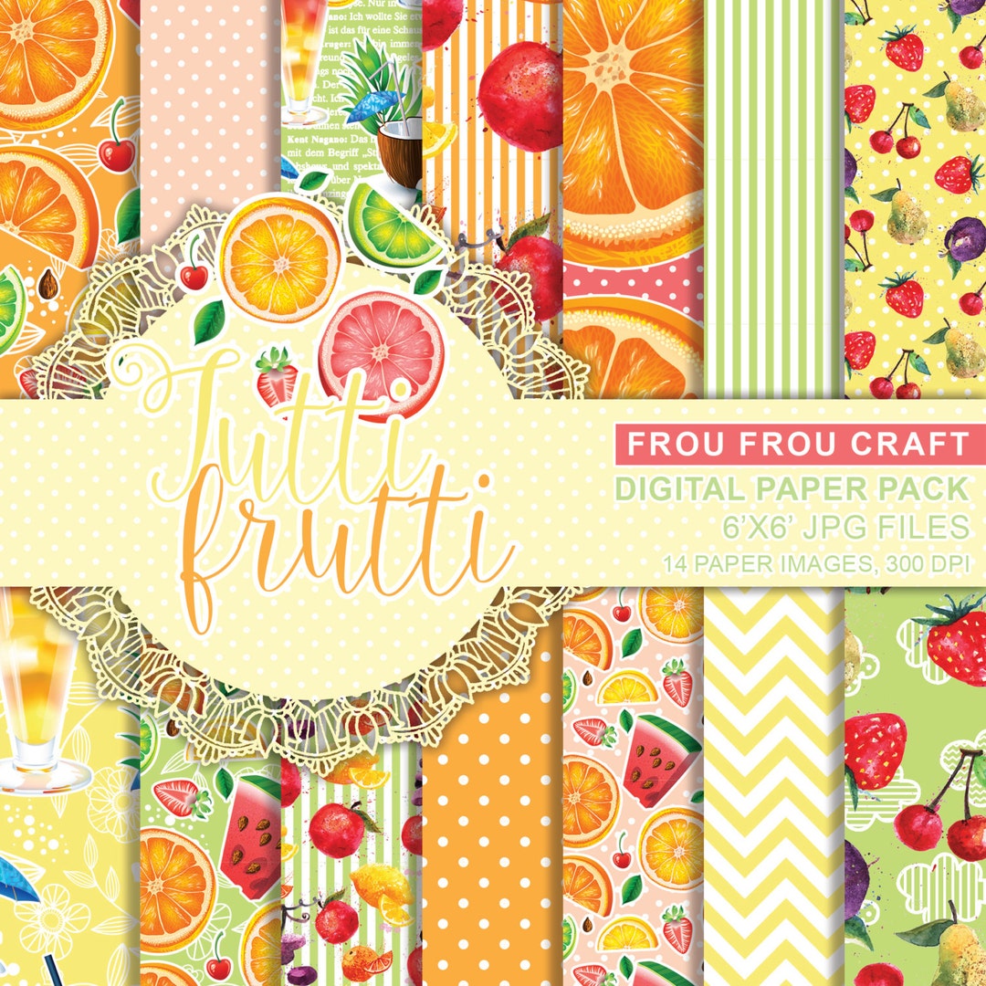 Fruits Digital Paper Pack Instant Download Delicious Picnic Recipe ...