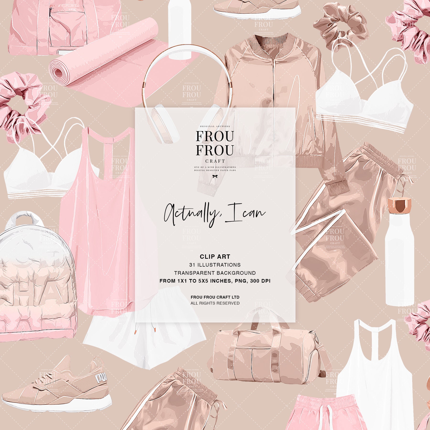 Yoga Clipart Sport Clip art Fitness Clipart Pastel Rose | Etsy