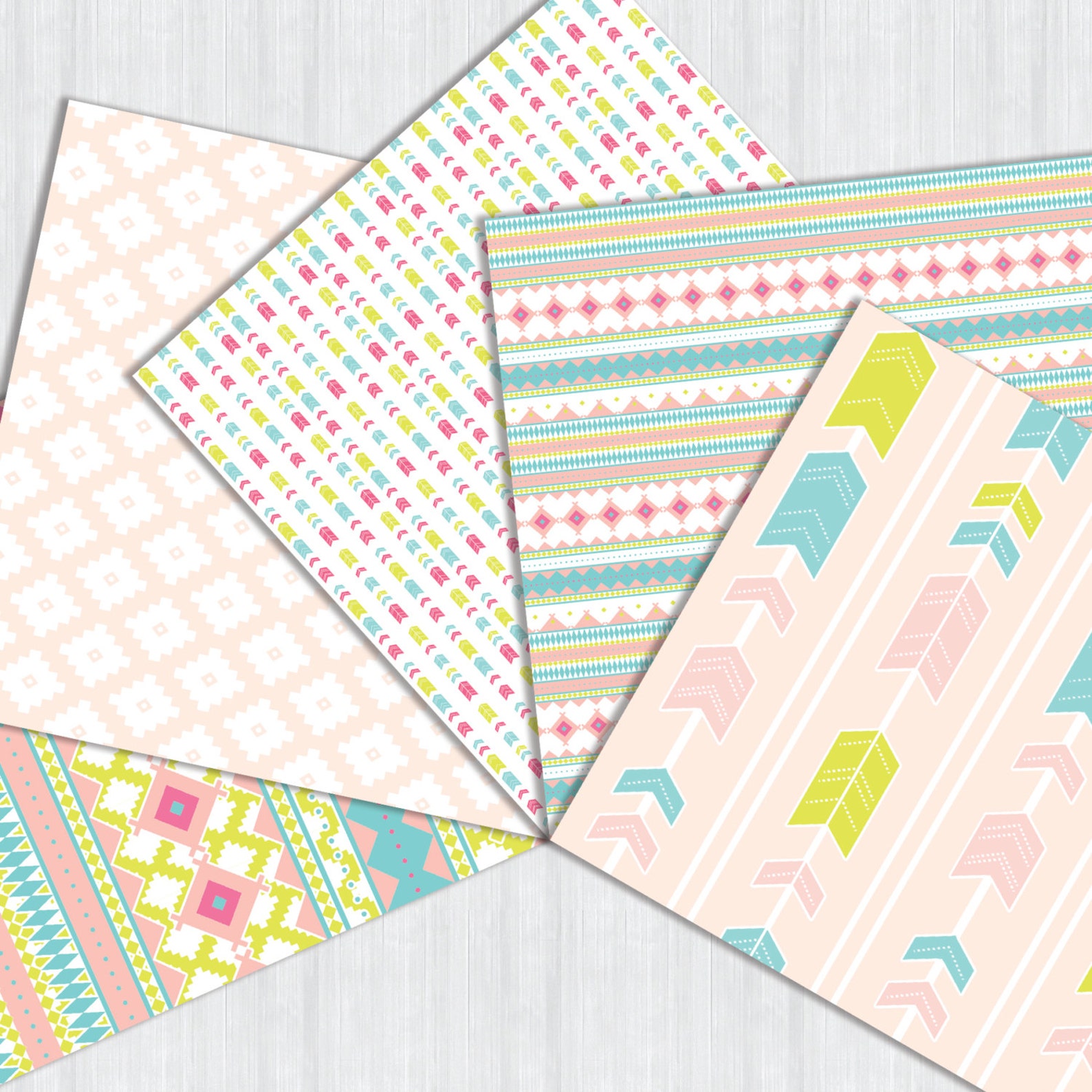 Summer Aztec Digital Paper Pack Instant Download Seamless Pattern Cute ...